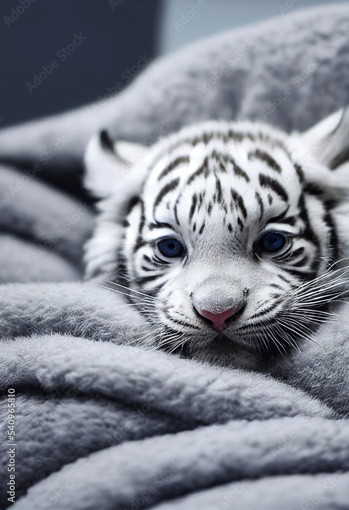 Cute white tiger cub Stock Illustration | Adobe Stock