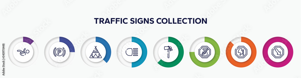 Vetor de infographic element with traffic signs collection outline ...