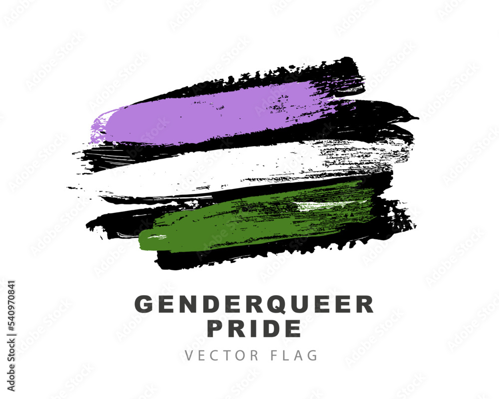 Flag of genderqueer pride. Colored brush strokes drawn by hand. A ...