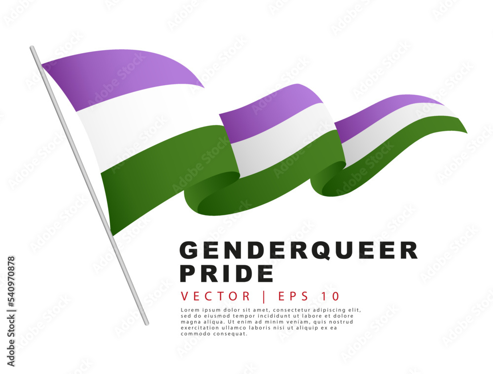 The flag of gender pride hangs on a flagpole and flutters in the wind ...