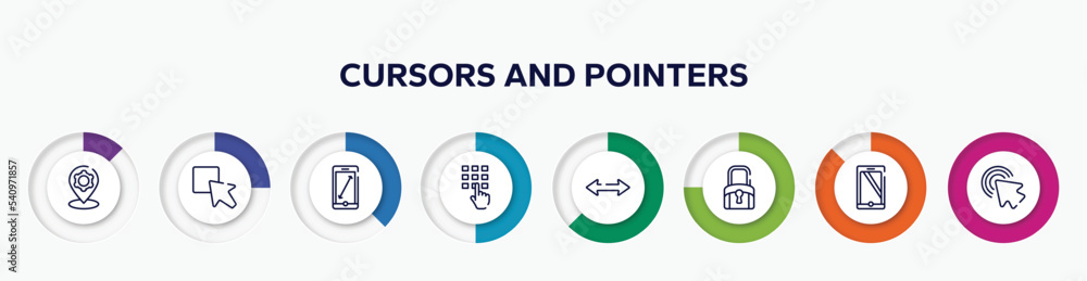 infographic element with cursors and pointers outline icons. included ...