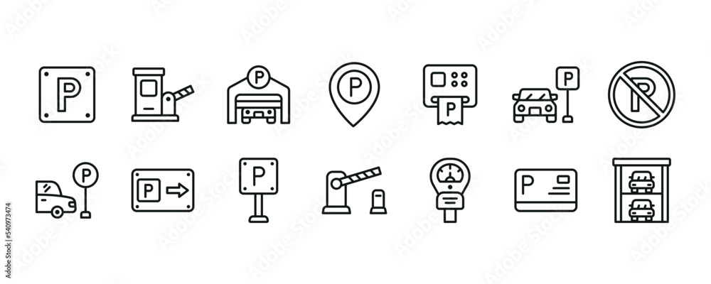 Car parking icon set. Vector graphic illustration. Stock Vector | Adobe ...