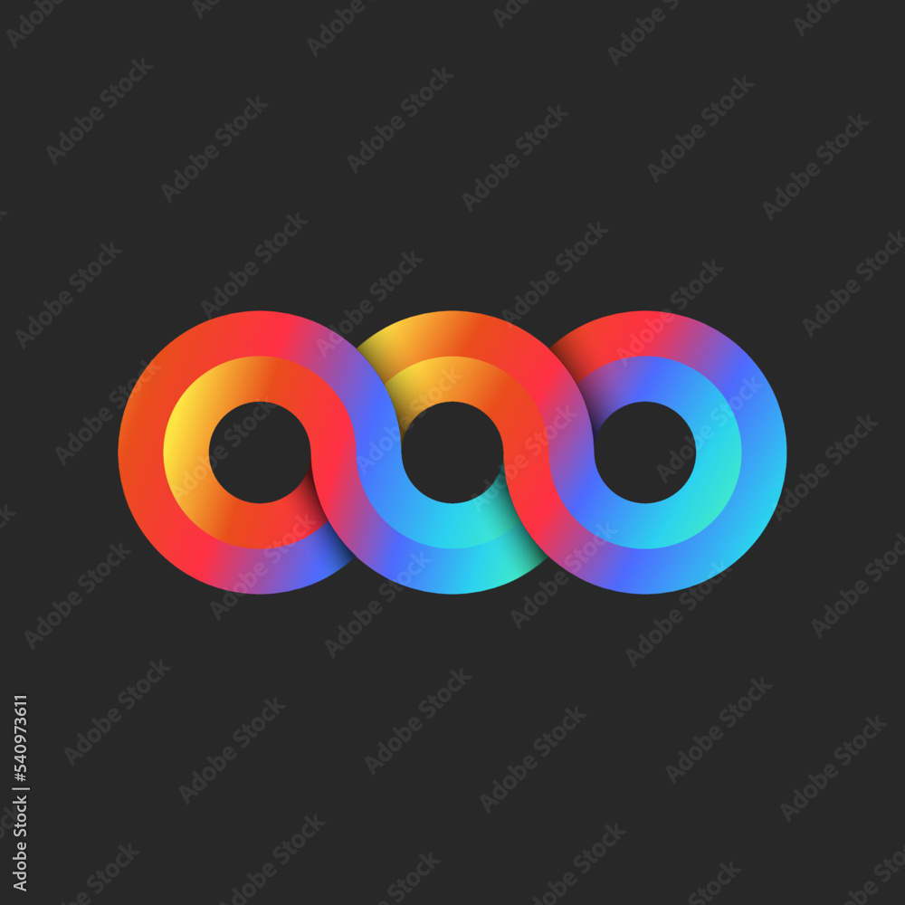 Infinity 3d logo rainbow gradient, endless 3 circles geometric shape ...