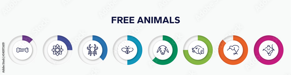 infographic element with free animals outline icons. included dog bone ...