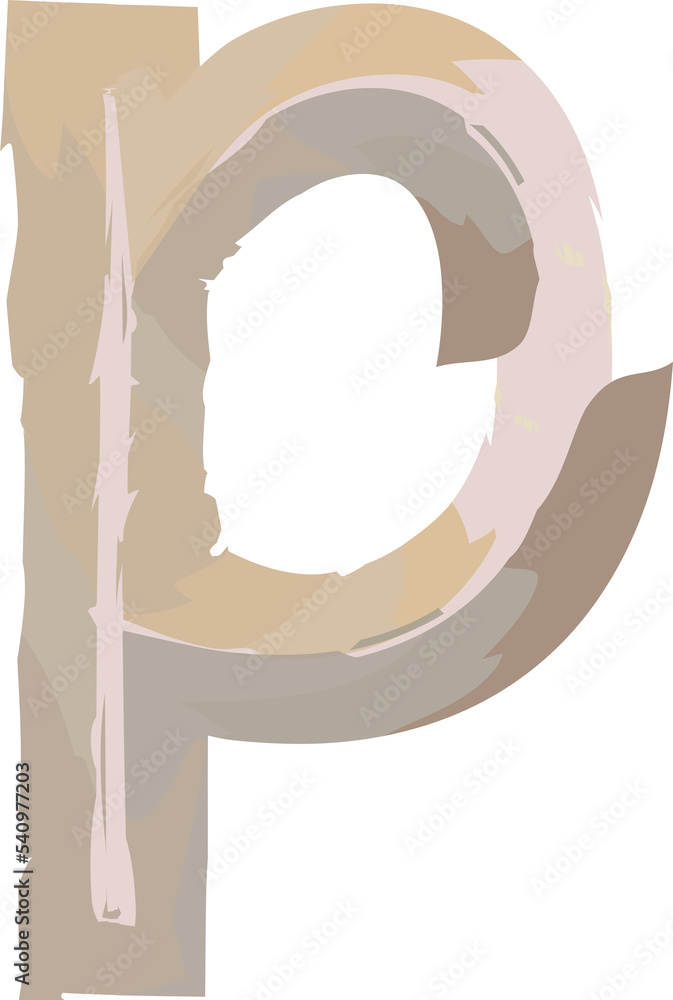 Watercolor hand drawn style alphabet letter lowercase p Stock ...