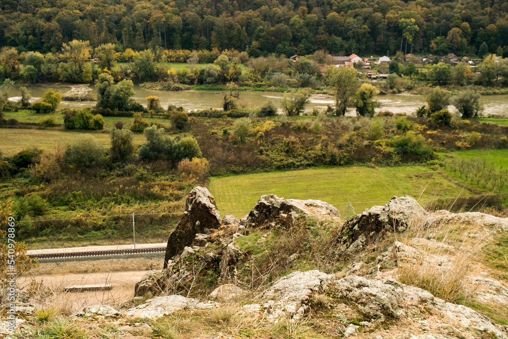 Ruins of medieval mountain Romanian castle Şoimoş Fortress (Cetatea ...