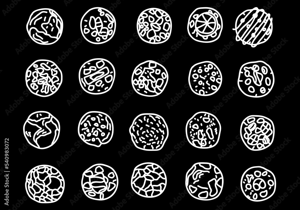hand drawn cookies outline icon set .cookies biscuit doodle vector ...