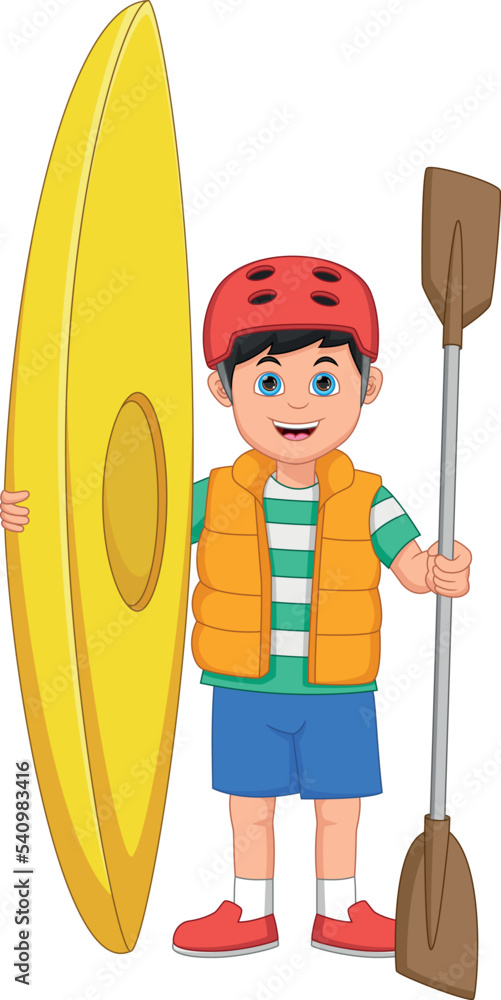cartoon boy with canoe equipment Stock Vector | Adobe Stock