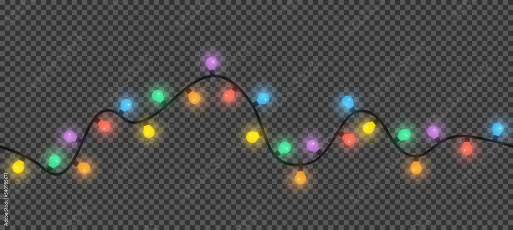 Christmas lights on transparent background Stock Vector | Adobe Stock