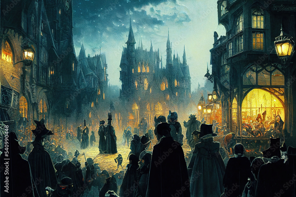 AI generated image of a large group of vampires who have assembled in a ...