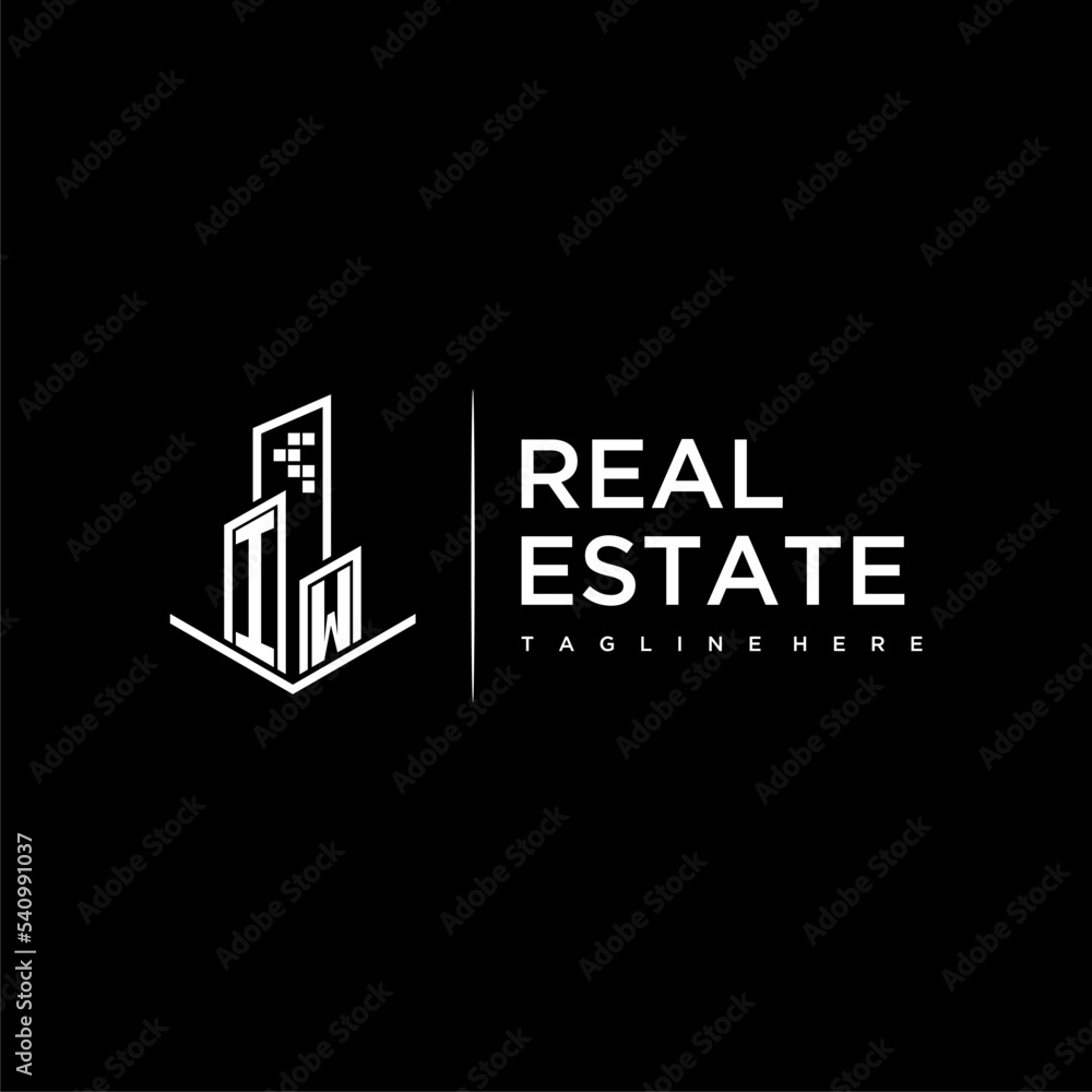 IW initial monogram logo for real estate with building style Stock ...