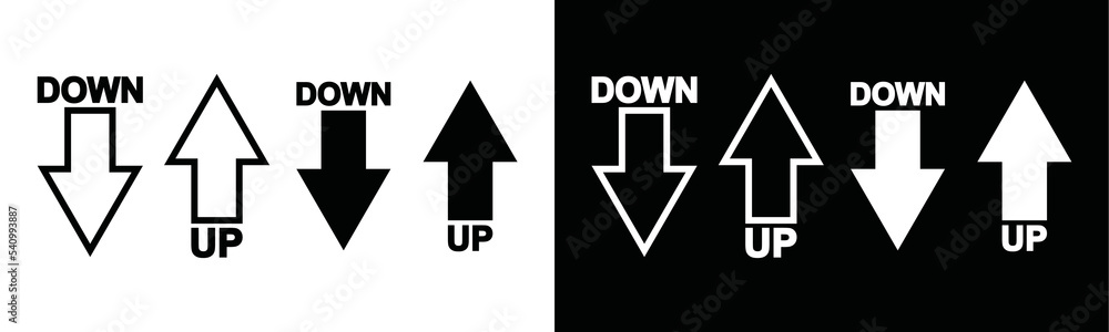 Up arrow and down arrow icon vector. Directions to the top and bottom ...