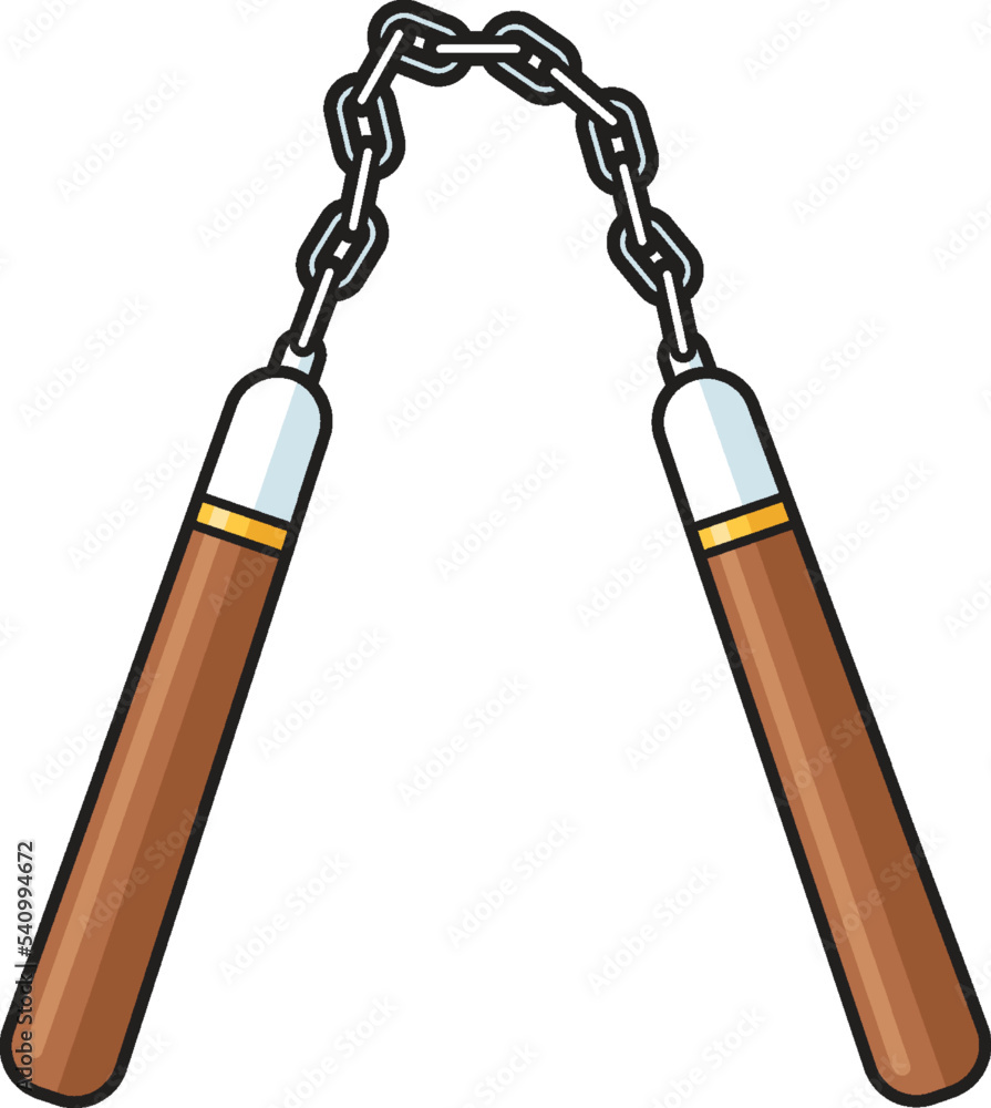 Nunchaku, nunchaks martial arts weapon isolated on white vector ...