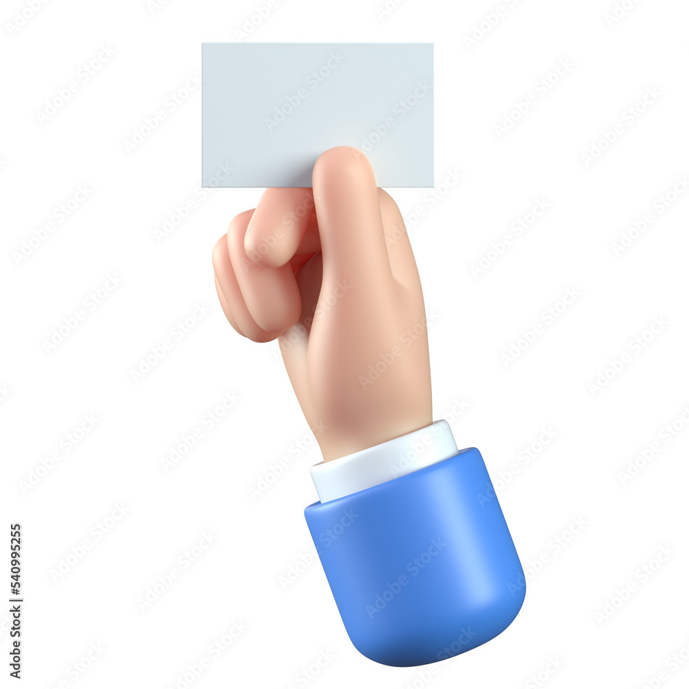 Cartoon 3d hand giving blank business card, 3d rendering Stock ...