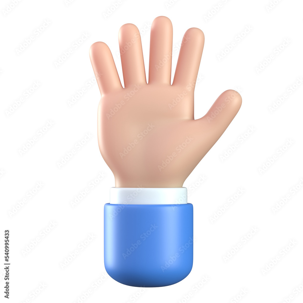 Cartoon 3d hand with open palm gesture, business hand waving or showing ...