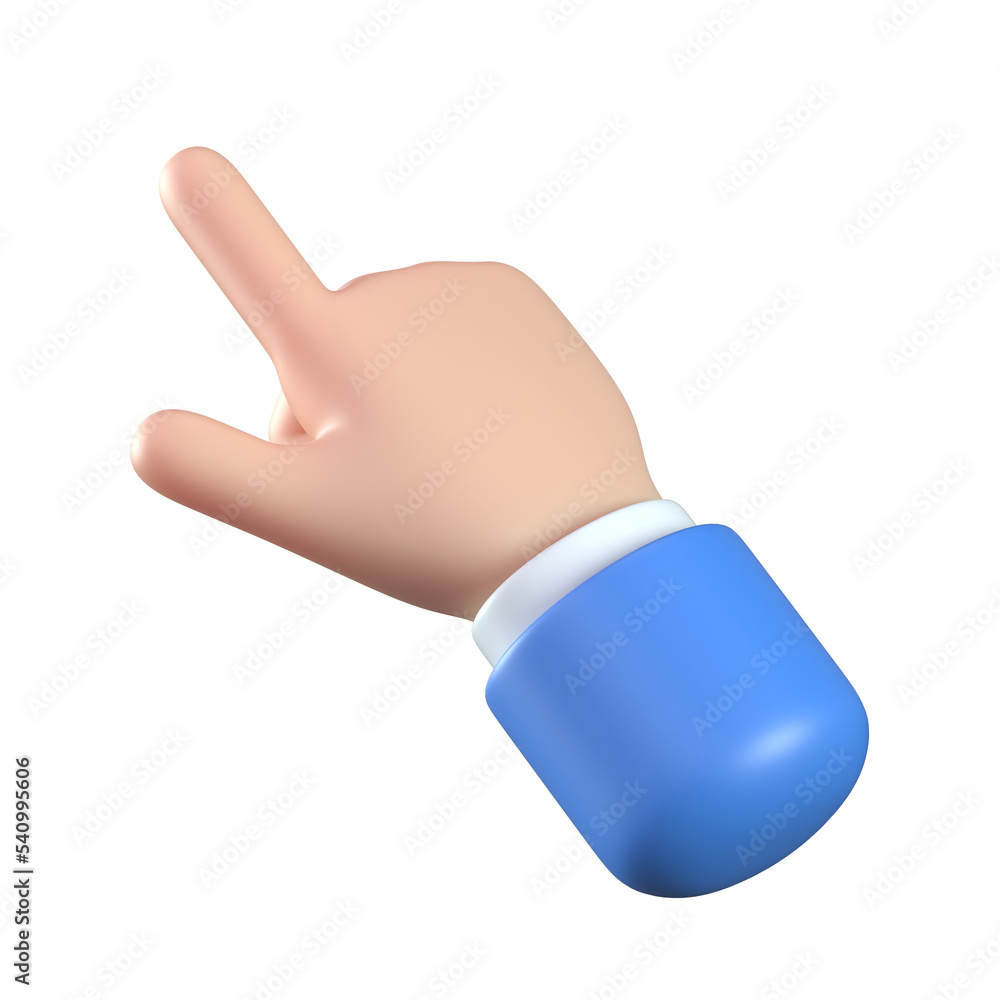 Cartoon 3d hand pointing at touch screen or pushing the button ...