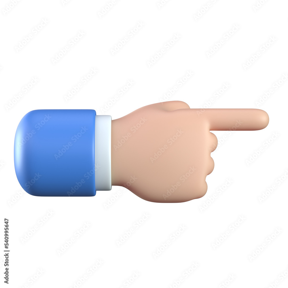 Cartoon 3d hand showing direction, business hand pointing index finger ...