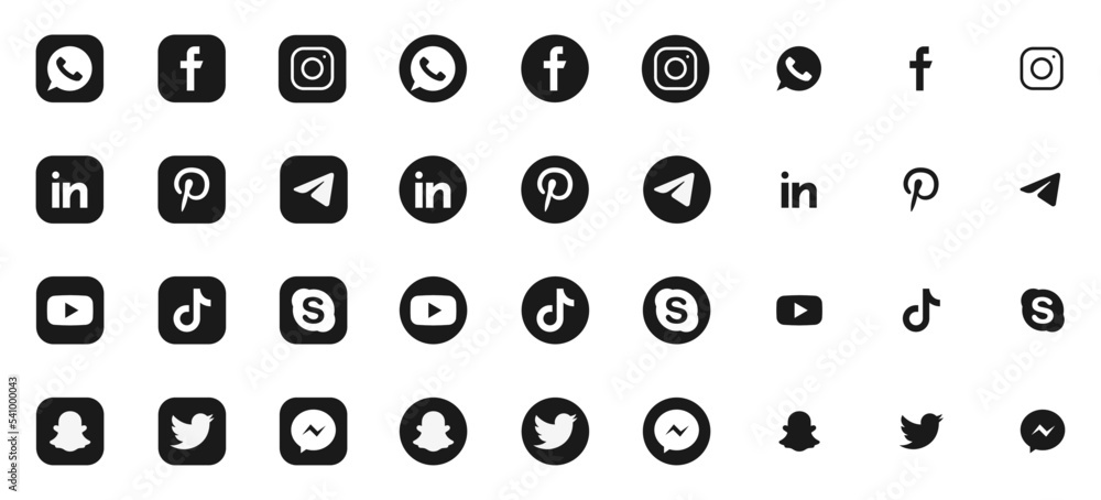 Collection of popular social media logo's. Facebook, instagram, twitter ...