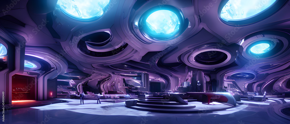 Artistic concept painting painting of a futuristic night club ...