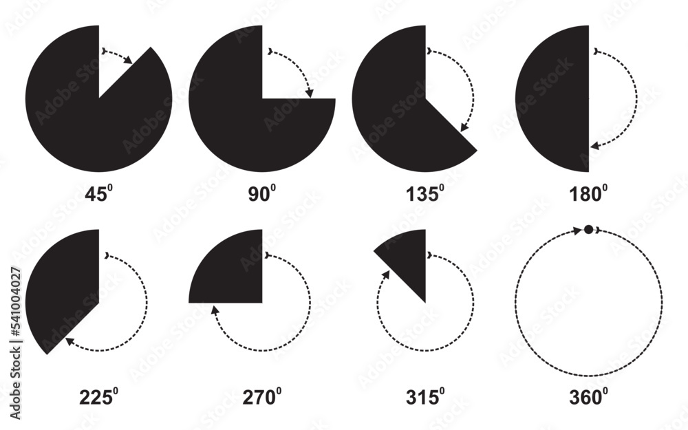 Segmented circles are set isolated on a white background. Fraction big ...
