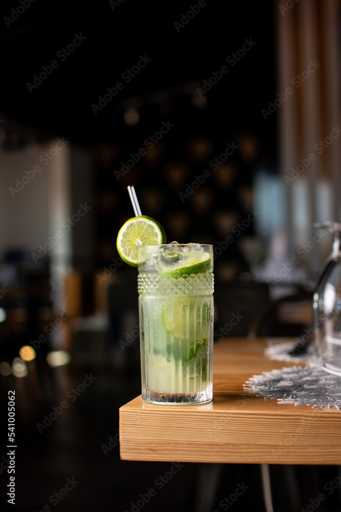 Mojito. Classic drink. Lemonade with peppermint. tall glass Stock Photo ...