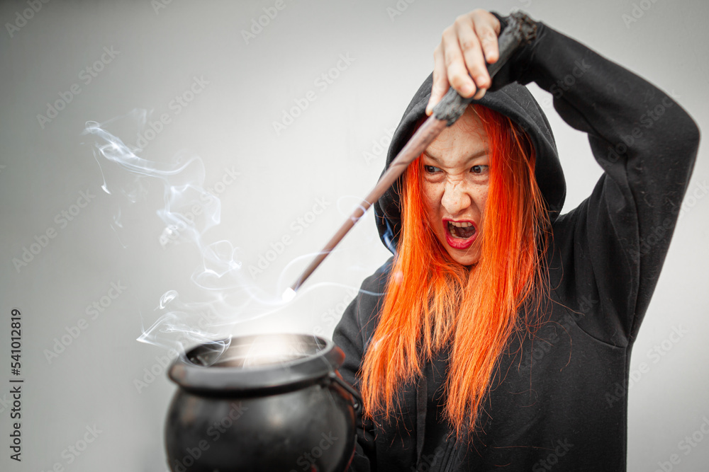 Halloween witchcraft background. The witch is casting a spell. witch ...