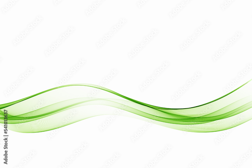 Green wavy lines, a smooth flow of a transparent wave. Stock Vector ...