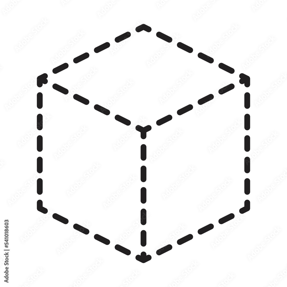 Tracing cube, cuboid shape lines element for preschool, kindergarten ...