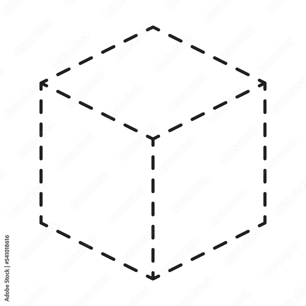 Tracing cube, cuboid shape lines element for preschool, kindergarten ...