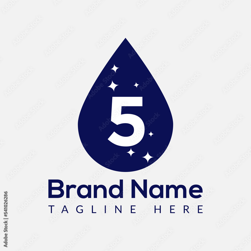 Initial Letter 5 Wash Logo, Drop and Wash Combination. Drop logo, Wash ...