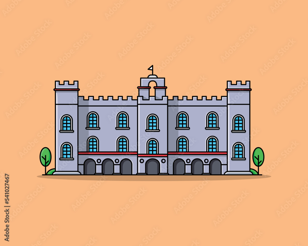Castle Building Cartoon Vector Icon Illustration. Famous Building ...