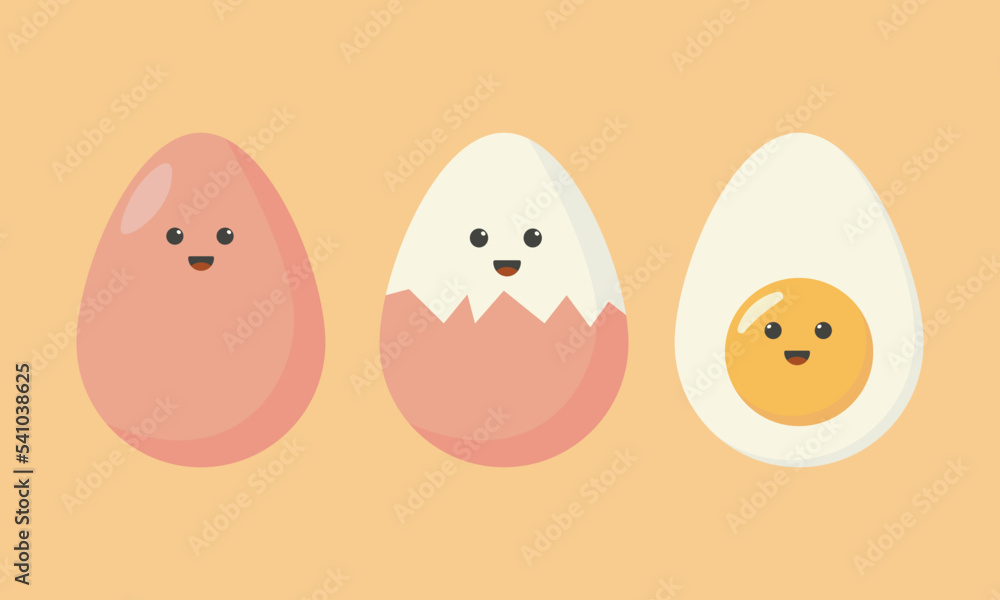 Cute cartoon character design of boiled egg vector illustration ... Cute cartoon character design of boiled egg vector illustration ...