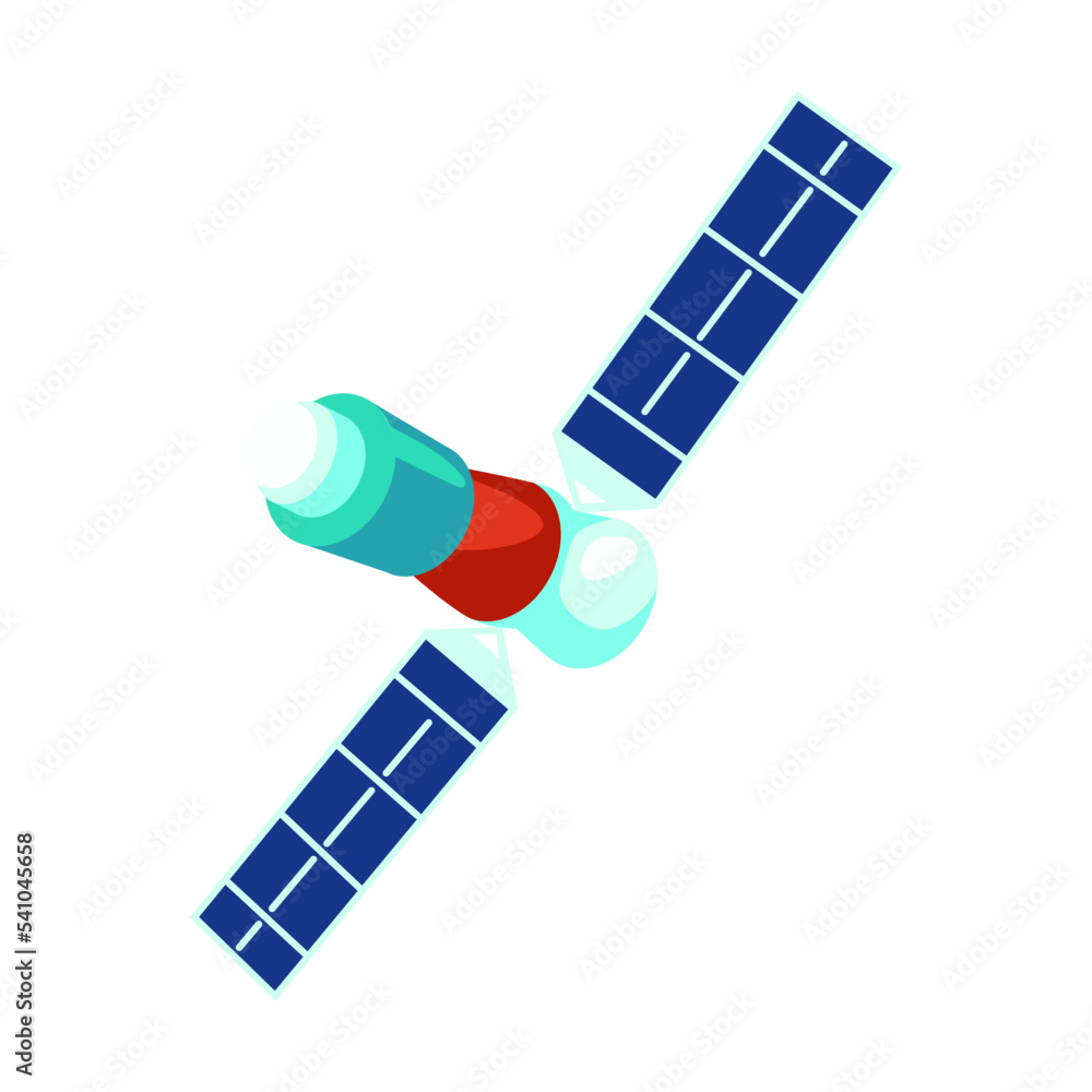 Cartoon satellite isolated on white background vector illustration ...