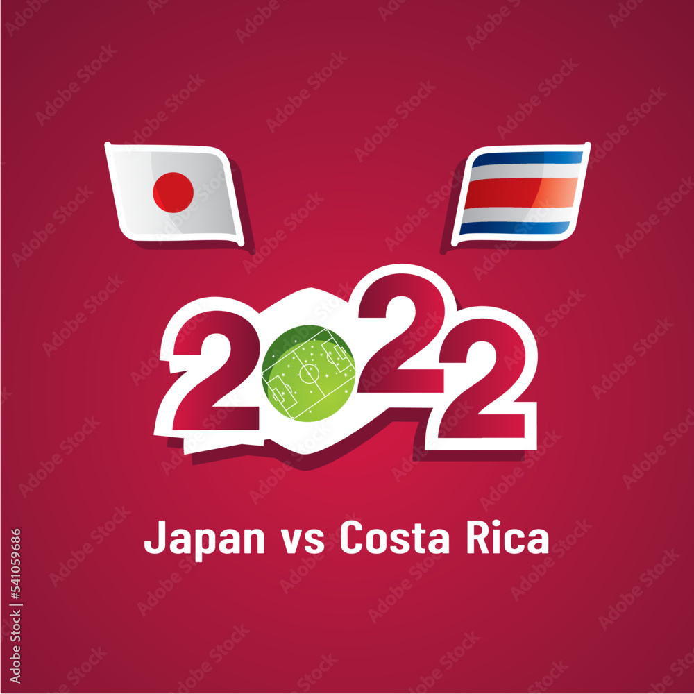 Japan vs Costa Rica with Japanese and Costa Rican flags soccer dark red ...