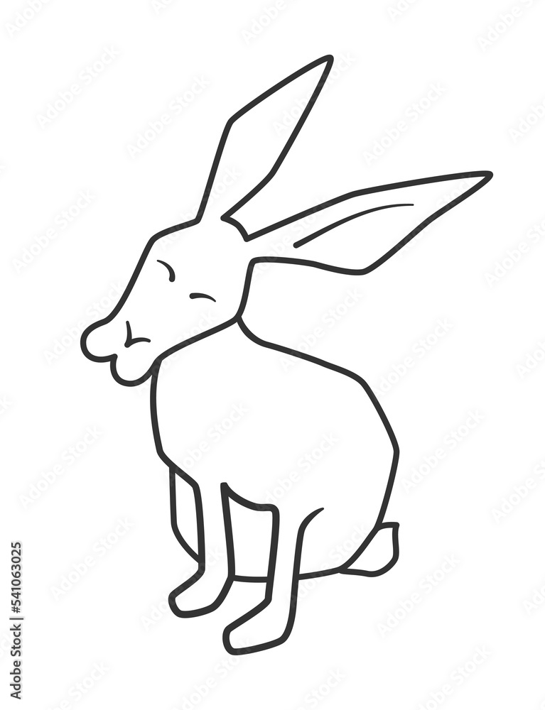 Outline sketch vector illustration rabbit, isolated on a white ...