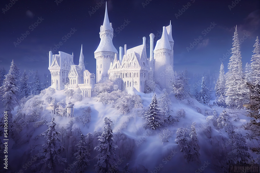 Winter Castle In Mountains