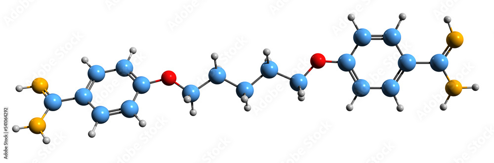 3D image of Pentamidine skeletal formula - molecular chemical structure ...