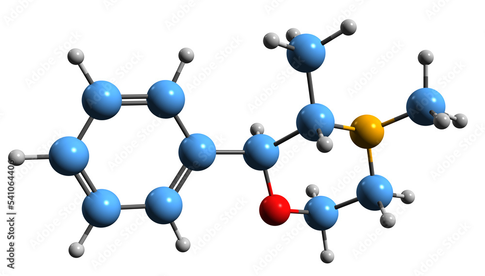 3D image of Phendimetrazine skeletal formula - molecular chemical ...
