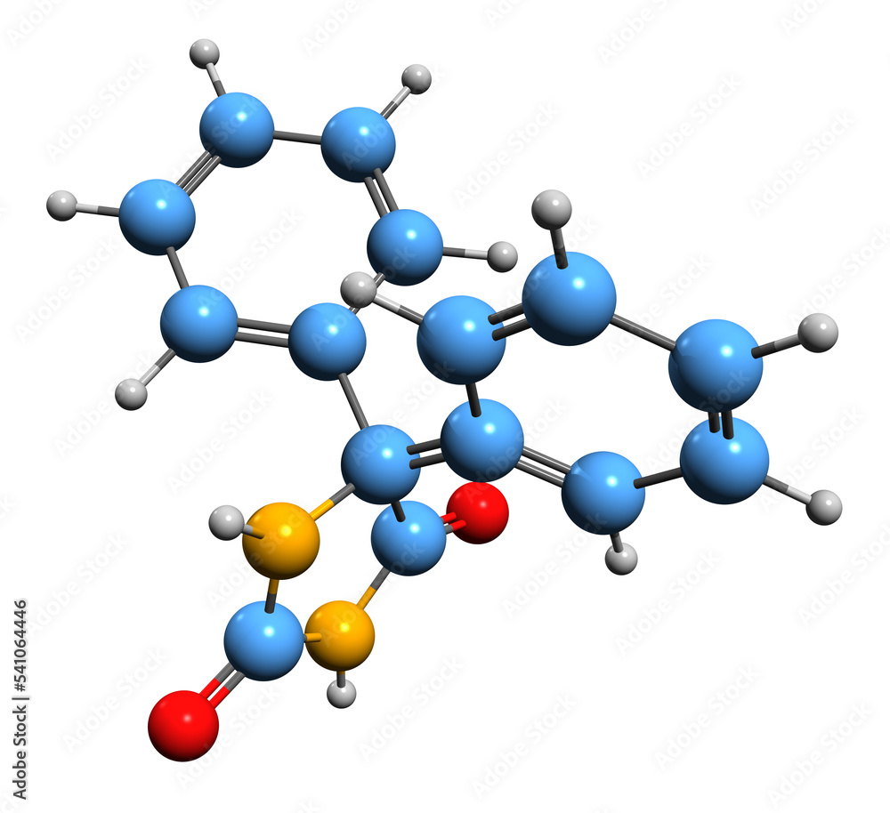 3D image of Phenytoin skeletal formula - molecular chemical structure ...