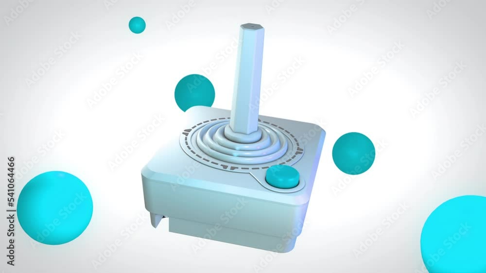 Nostalgic joystick playing device is floating in the white background ...