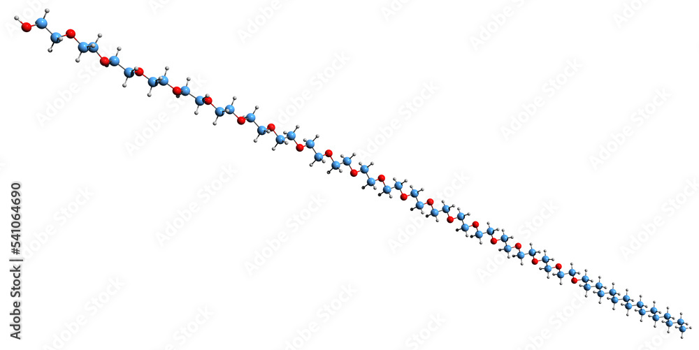 3D image of polyethylene glycol skeletal formula - molecular chemical ...