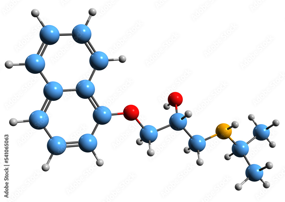 3D image of Propranolol skeletal formula - molecular chemical structure ...