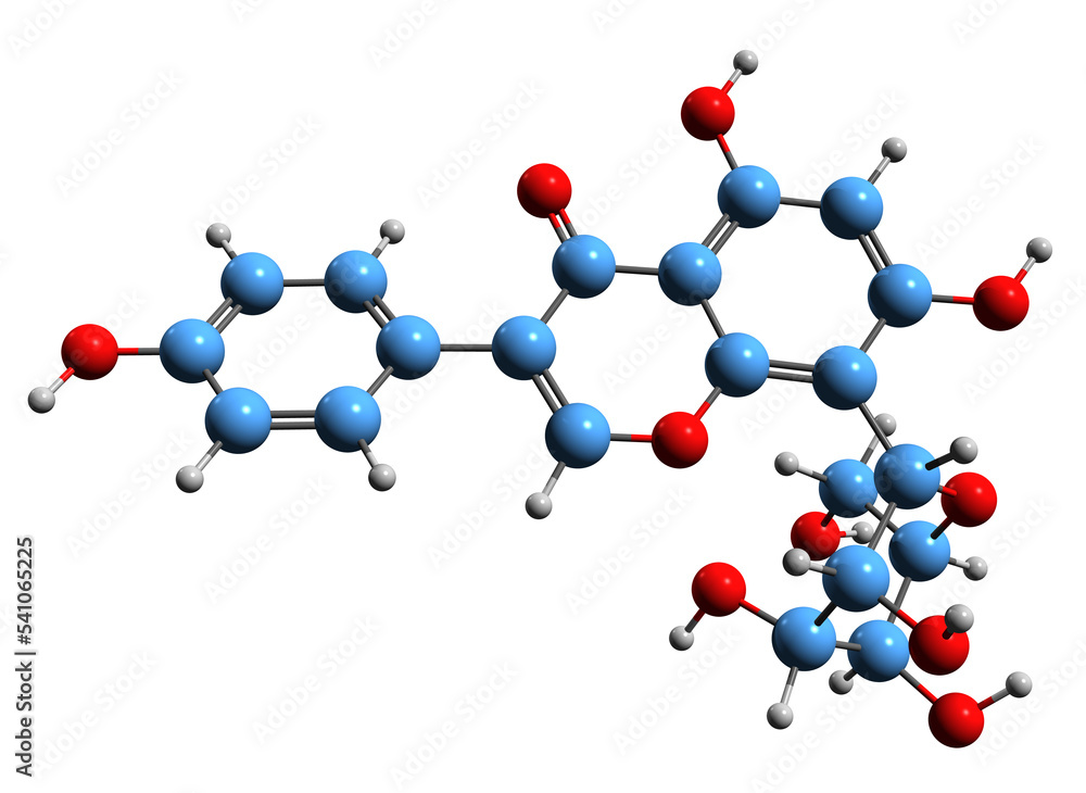 3D image of Puerarin skeletal formula - molecular chemical structure of ...