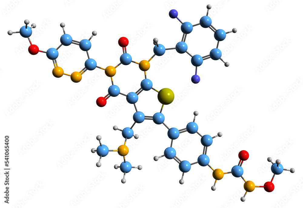 3D image of Relugolix skeletal formula - molecular chemical structure ...