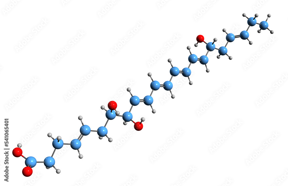 3D image of resolvin D1 skeletal formula - molecular chemical structure ...