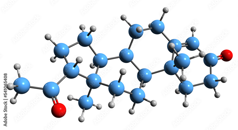 3D image of Retroprogesterone skeletal formula - molecular chemical ...