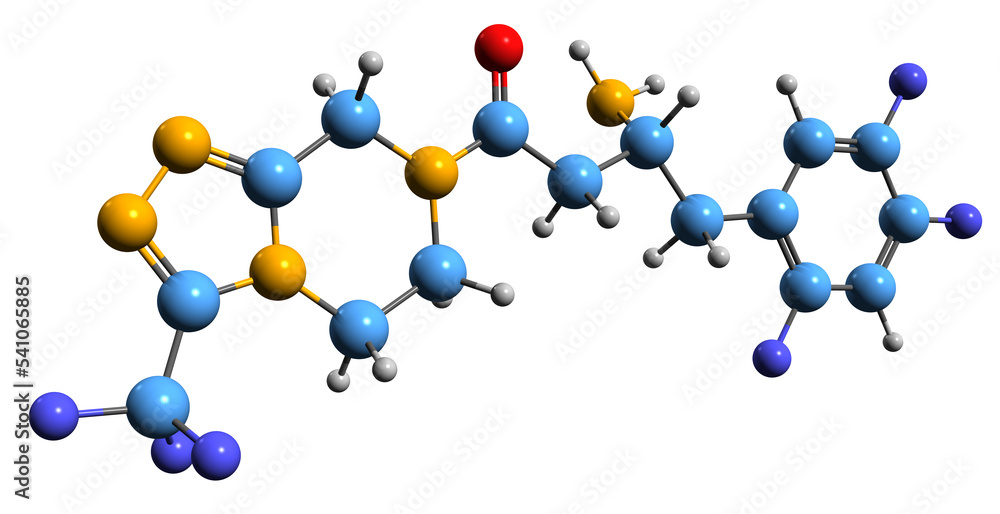 3D image of Sitagliptin skeletal formula - molecular chemical structure ...