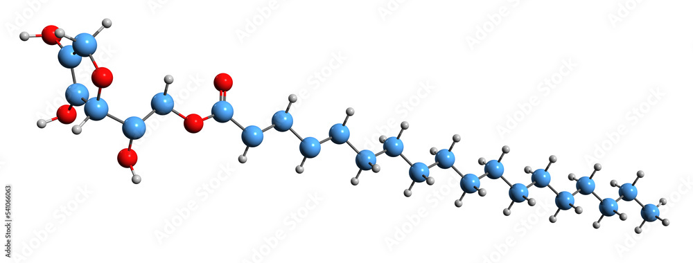 3D image of Sorbitan monostearate skeletal formula - molecular chemical ...
