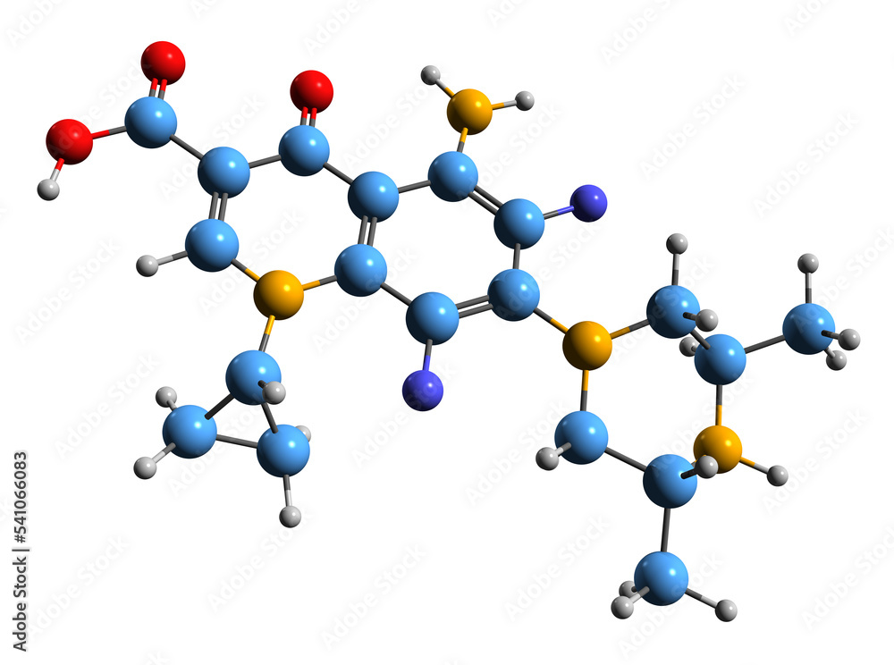 3D image of Sparfloxacin skeletal formula - molecular chemical ...