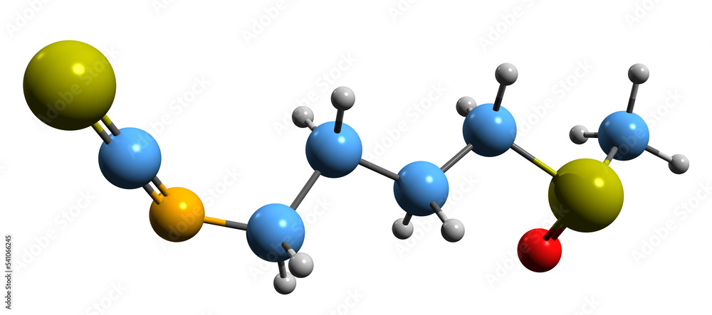 3D image of Sulforaphane skeletal formula - molecular chemical ...